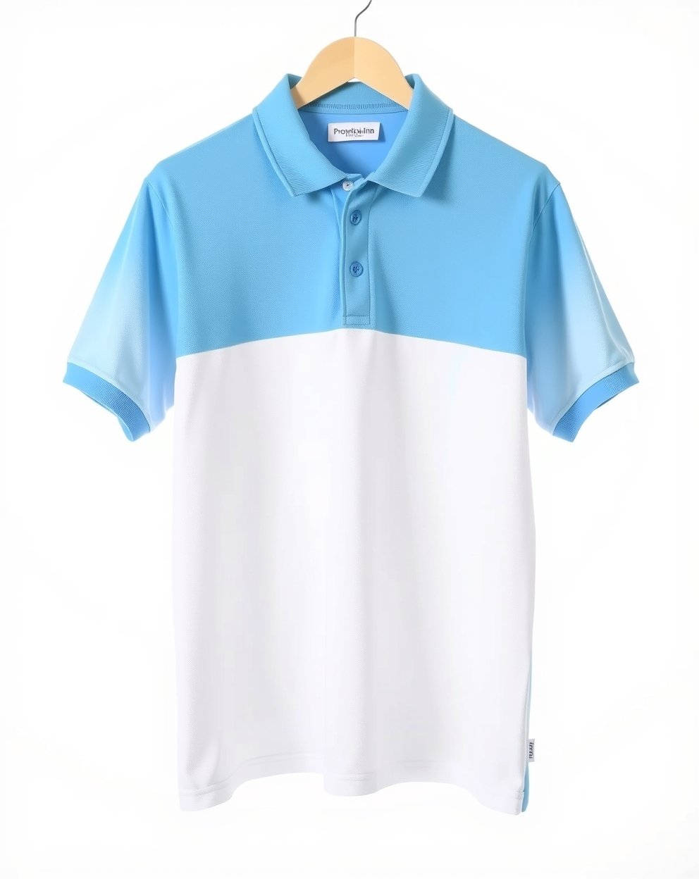 Color Block Style – Sky Blue & White Polo T-shirt - Promotion Uniform 1