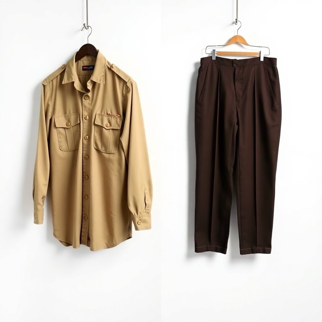 Beige Shirt + Dark Brown Pants security guard uniform Set - Promotion ...